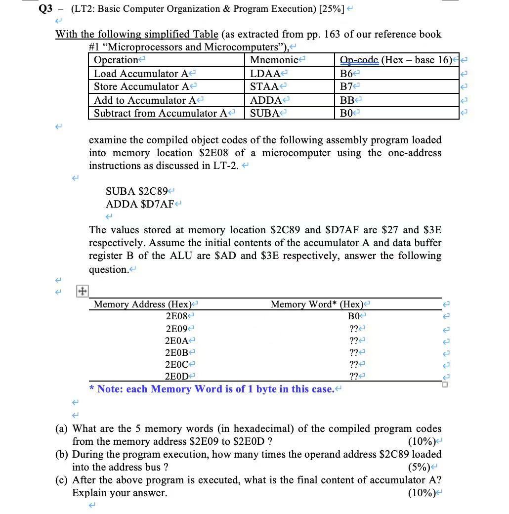 Q3 - (LT2: Basic Computer Organization \& Program | Chegg.com