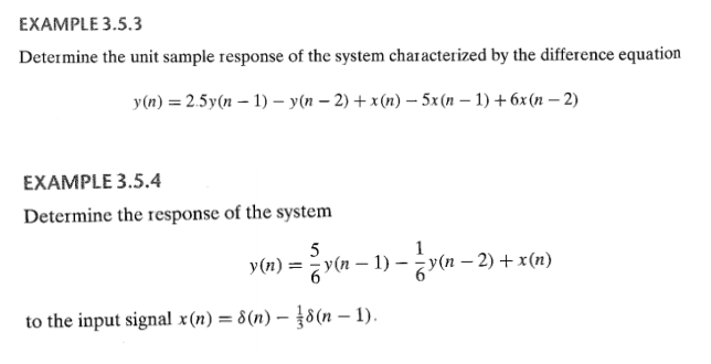 Solved EXAMPLE 3.5.3 Determine the unit sample response of | Chegg.com