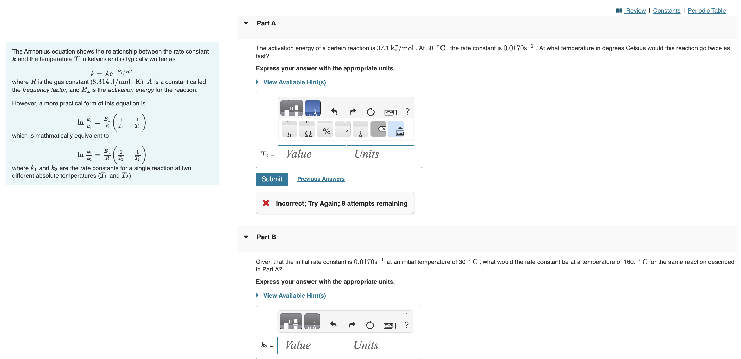 Solved The Arrhenius equation shows the relationship between | Chegg.com