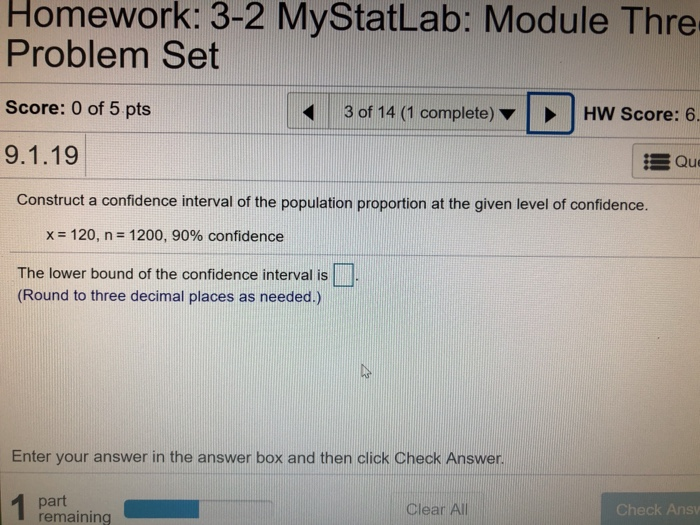 Solved Homework: 3-2 MyStatLab: Module Thre Problem Set | Chegg.com
