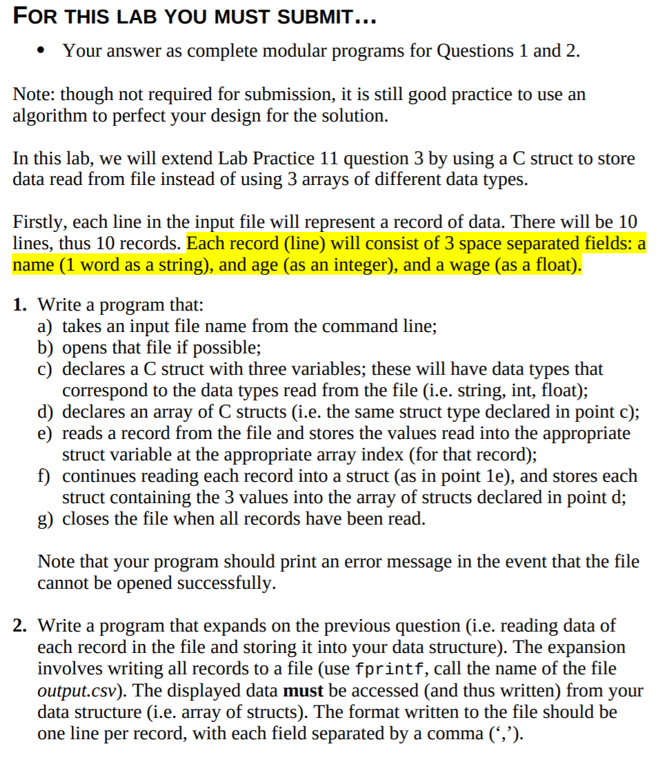 Solved FOR THIS LAB YOU MUST SUBMIT... Your answer as | Chegg.com