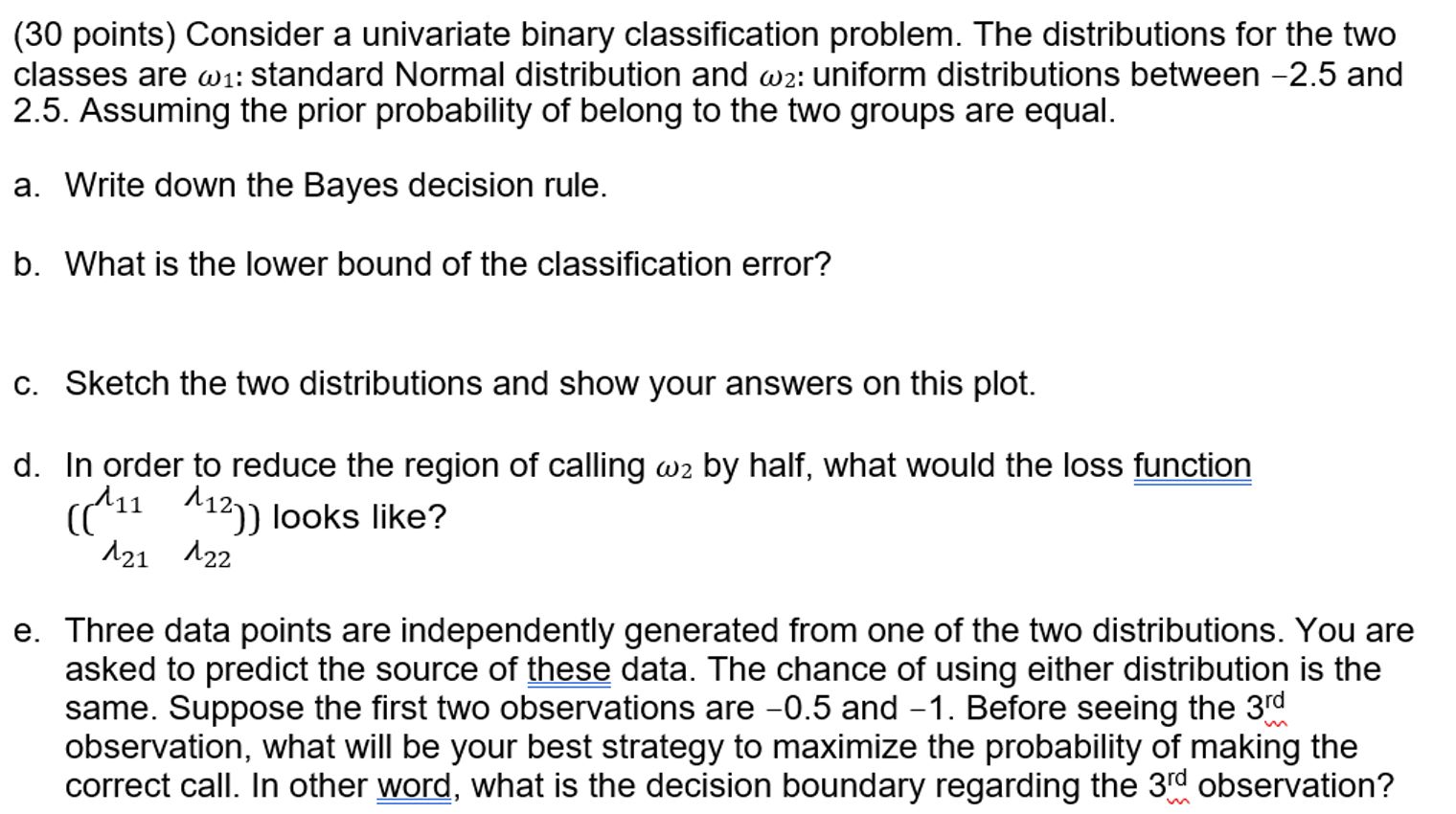Solved e. ﻿Three data points are independently generated | Chegg.com