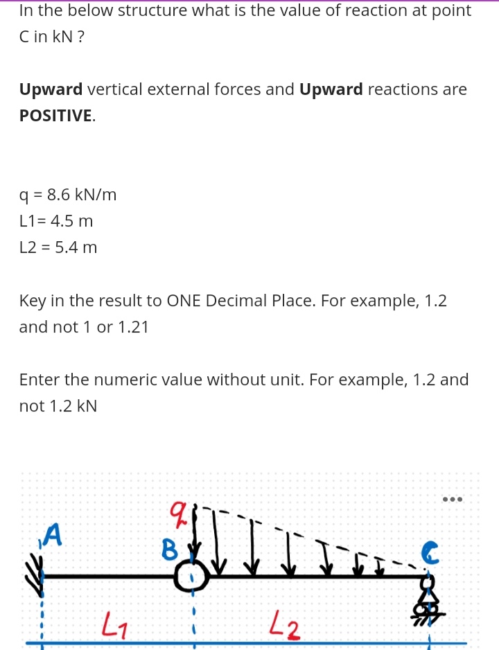 Solved In the below structure what is the value of reaction | Chegg.com