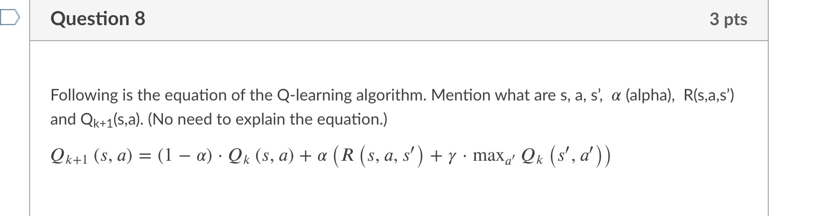 Solved D Question 8 3 pts Following is the equation of the | Chegg.com