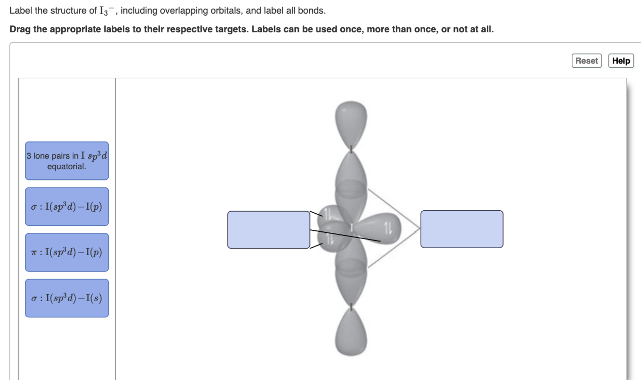 Label the structure of I3−, including overlapping | Chegg.com