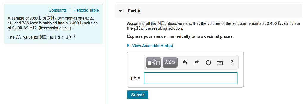 Solved Constants Periodic Table Part A A sample of 7.60 L of | Chegg.com