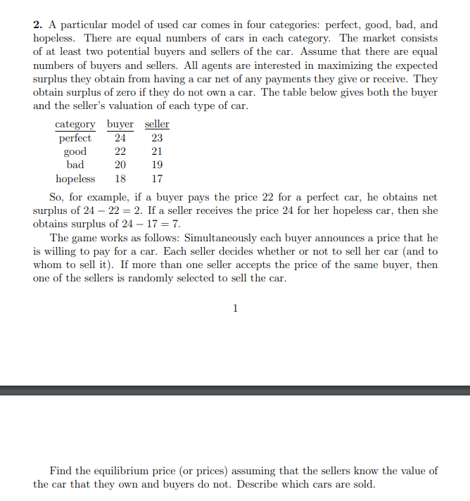 Solved 24 23 2. A particular model of used car comes in four | Chegg.com