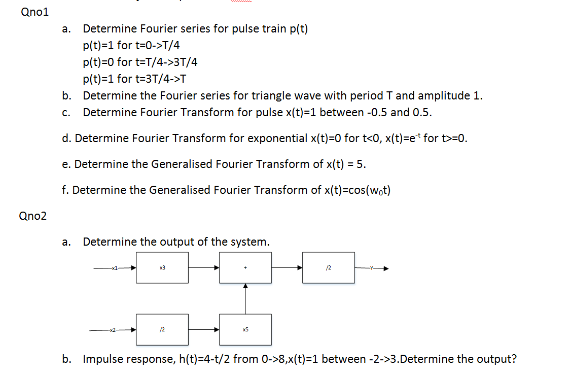 Solved Qno1 a. Determine Fourier series for pulse train p(t) | Chegg.com