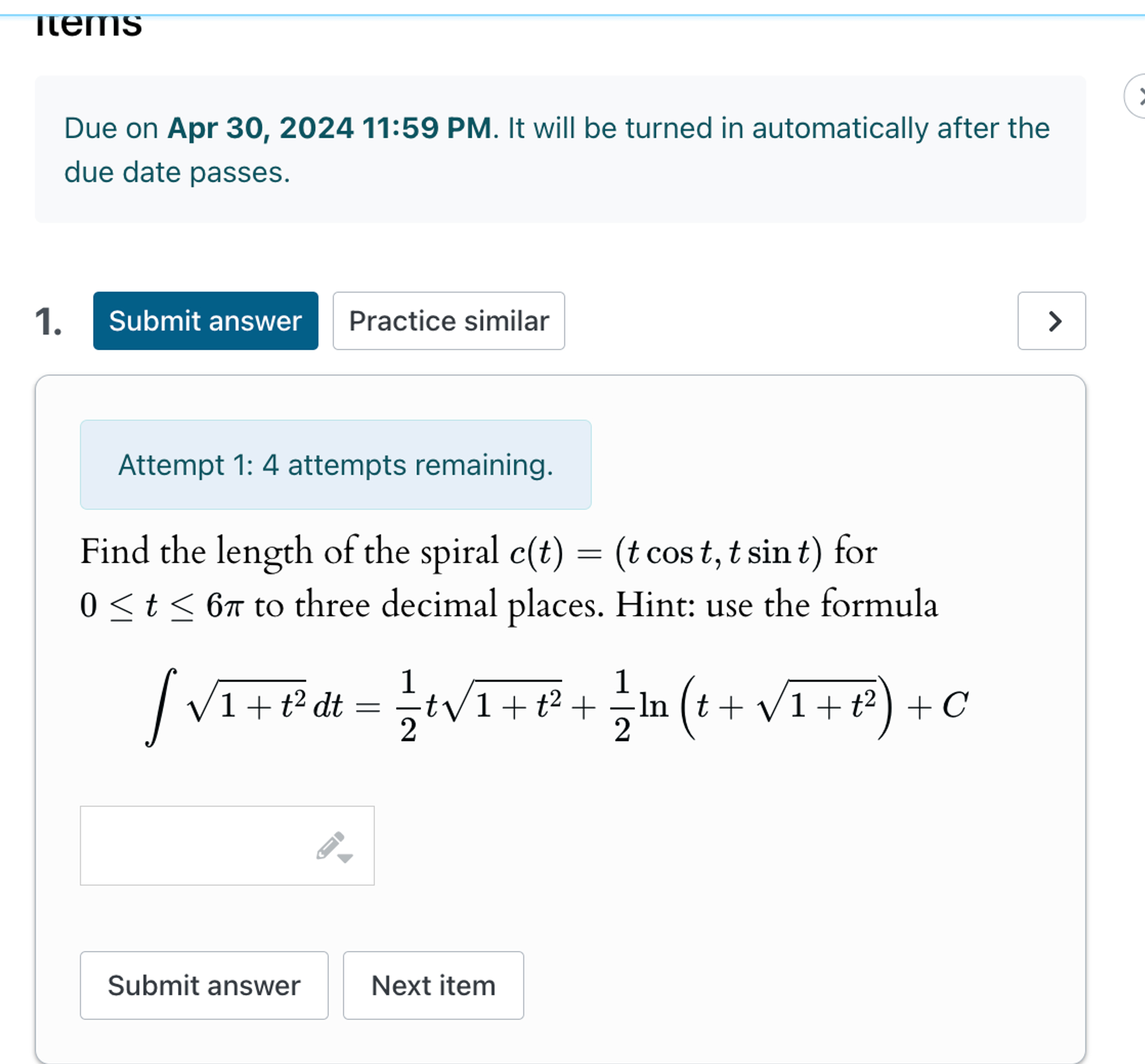 Solved ltemsDue on Apr 30, 2024 11:59 ﻿PM. ﻿It will be | Chegg.com