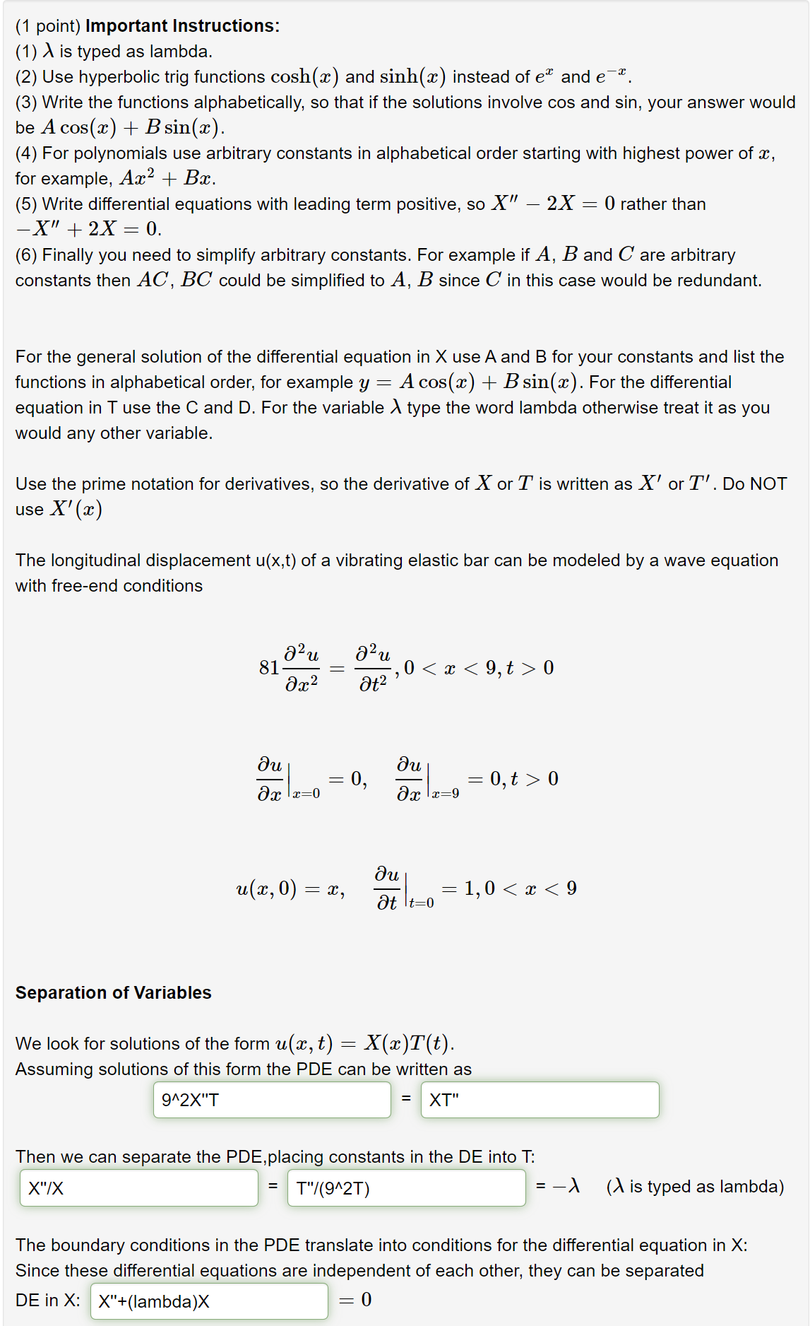 Solved (1 ﻿point) ﻿Important Instructions: The boundary | Chegg.com