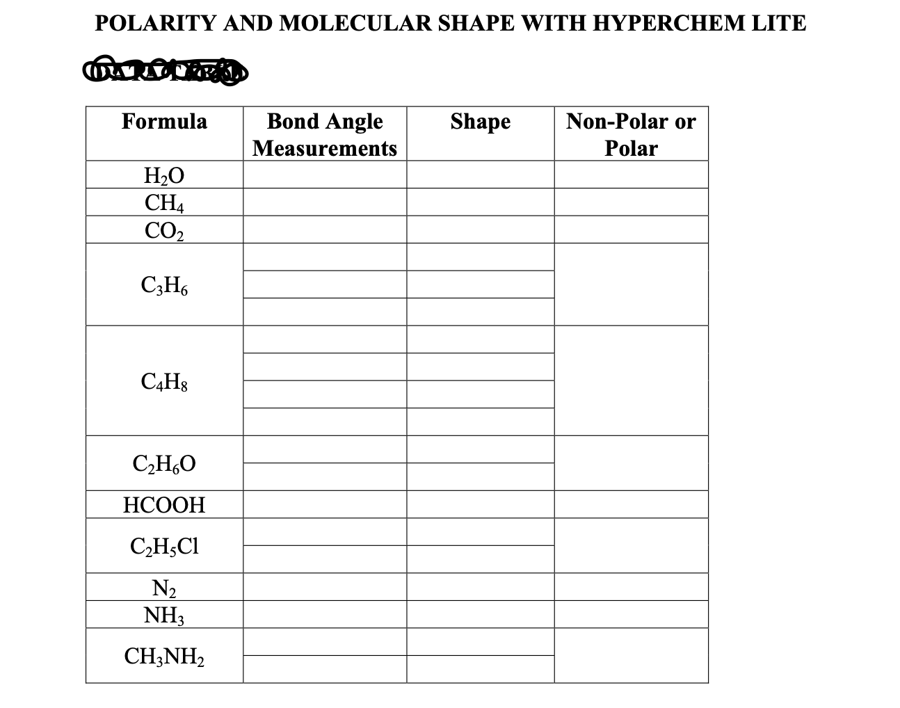 Solved POLARITY AND MOLECULAR SHAPE WITH HYPERCHEM LITE யாக | Chegg.com