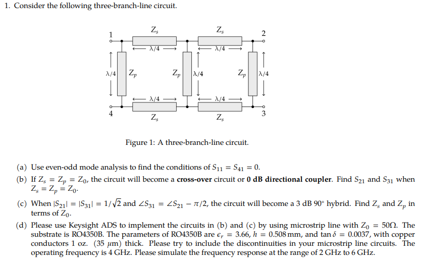 Consider the following three-branch-line | Chegg.com