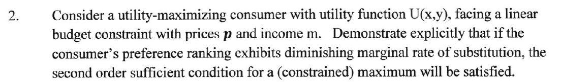 Solved 2. Consider a utility-maximizing consumer with | Chegg.com