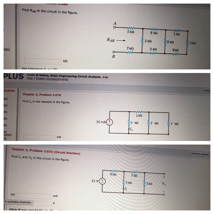 Solved Find RAB in the circuit in the figure. 1 kn RAB 2 kl | Chegg.com