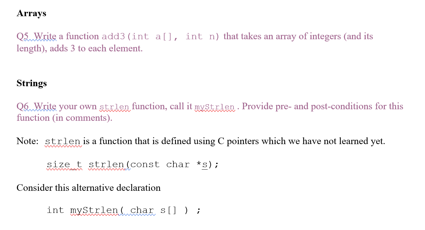 Solved Arrays Q5mWrite a function add3 (int a[], int n) that | Chegg.com
