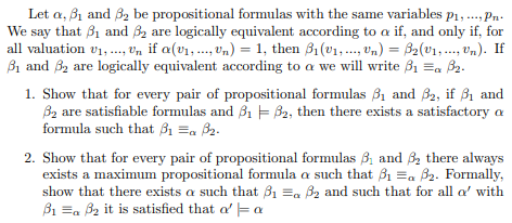 Solved Let a, B. and B2 be propositional formulas with the | Chegg.com