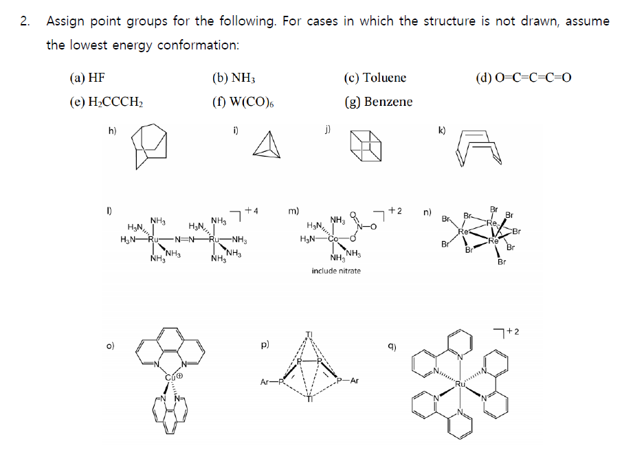 Assign point groups for the following. For cases in | Chegg.com