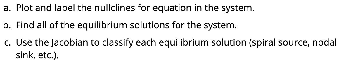 Solved a. Plot and label the nullclines for equation in the | Chegg.com