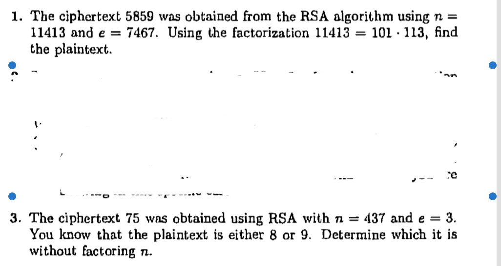 Solved 1. The ciphertext 5859 was obtained from the RSA | Chegg.com