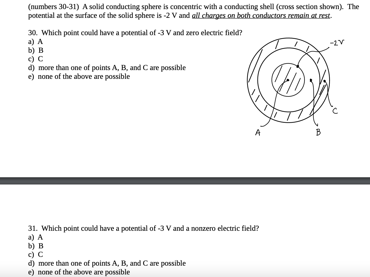 Solved (numbers 30-31) A solid conducting sphere is | Chegg.com