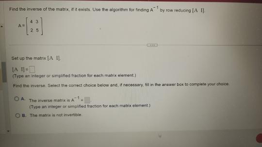 Solved Find the inverse of the matrix, if it exists. Use the | Chegg.com