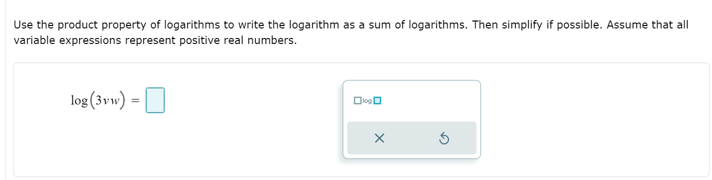 Solved Use the product property of logarithms to write the | Chegg.com