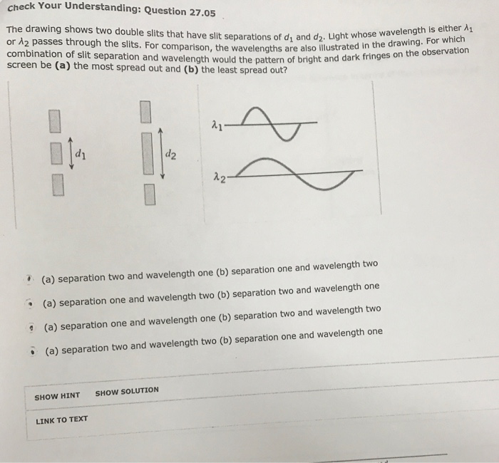 Solved The drawing shows two double slits that have slit | Chegg.com