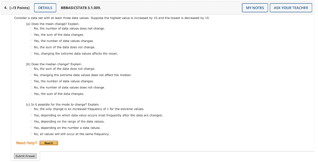 Solved Consider a data set with at least three data values. | Chegg.com