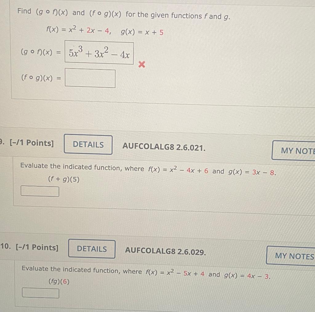Solved Find (g∘f)(x) and (f∘g)(x) for the given functions f | Chegg.com