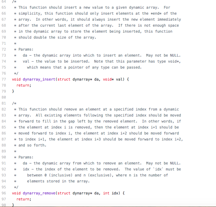 Making parts of a dynamic array library in c. If | Chegg.com