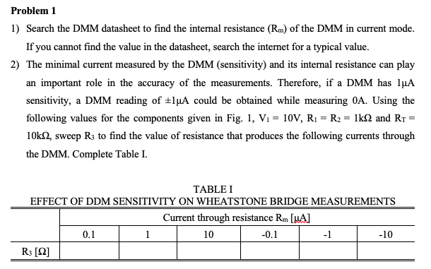 Solved Problem 1 1) Search the DMM datasheet to find the | Chegg.com