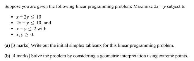 Solved Suppose you are given the following linear | Chegg.com