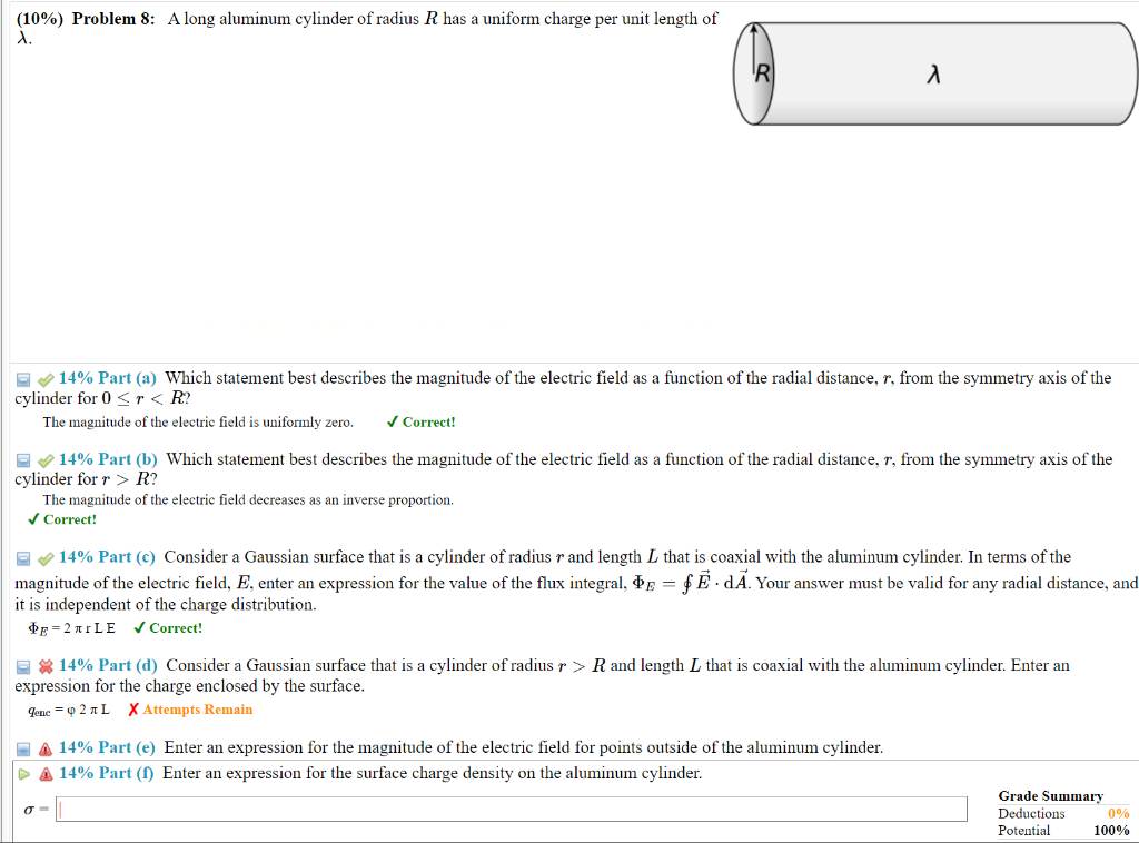 Solved (10\%) Problem 8: A long aluminum cylinder of radius | Chegg.com
