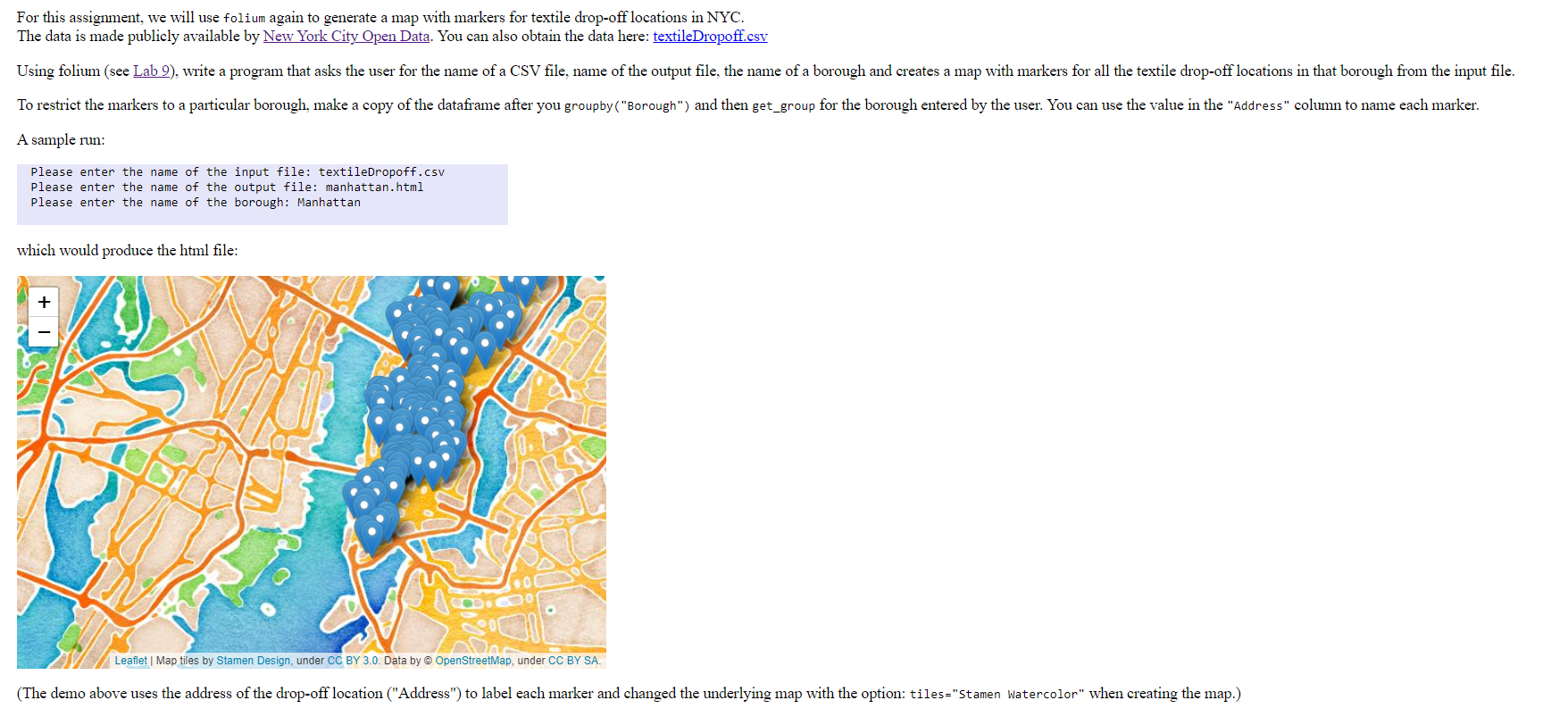 python For this assignment, we will use folium again | Chegg.com