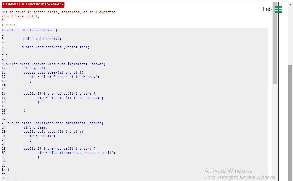Solved Implement The Speaker Interface Public Interface 