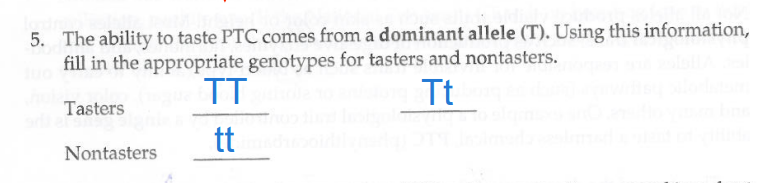 Solved 5. The ability to taste PTC comes from a dominant | Chegg.com