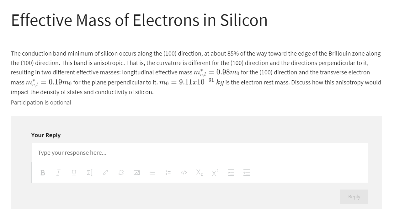 Solved Effective Mass of Electrons in Silicon The conduction | Chegg.com