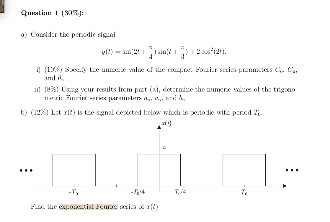 Solved a) (10%) Let m(t) be the message to be sent and let | Chegg.com