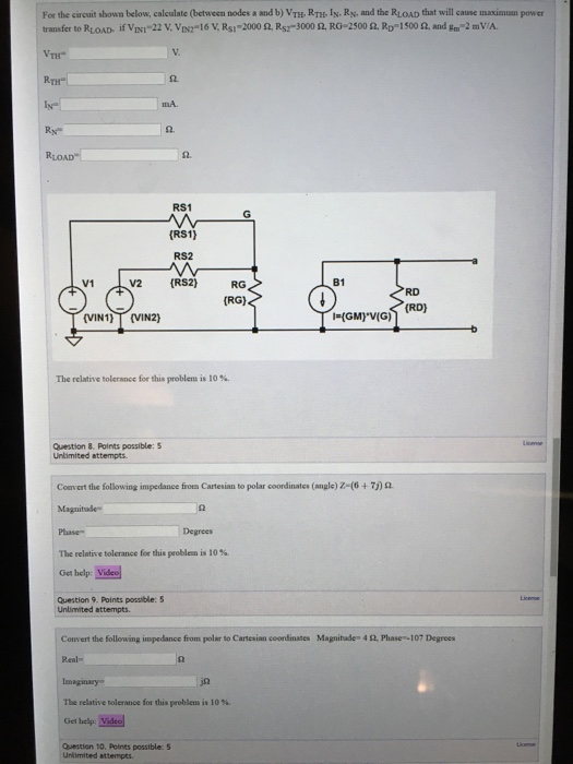 Solved For the circuit shown below, calculate (between nodes | Chegg.com