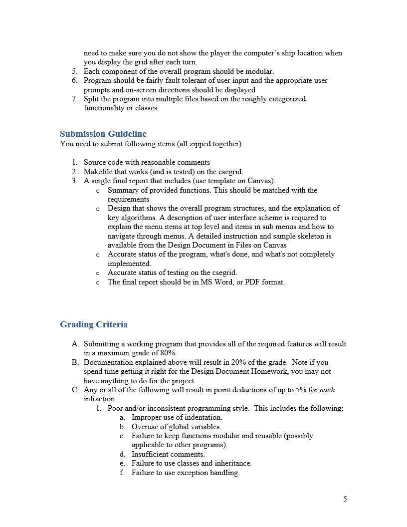 Csci 2312 Object Oriented Programming Final Project