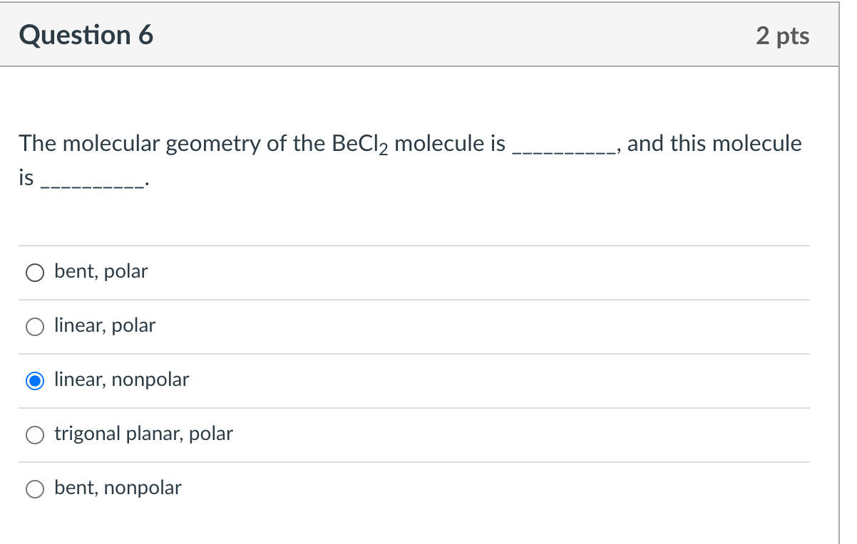 Solved Question 6 2 pts and this molecule The molecular | Chegg.com