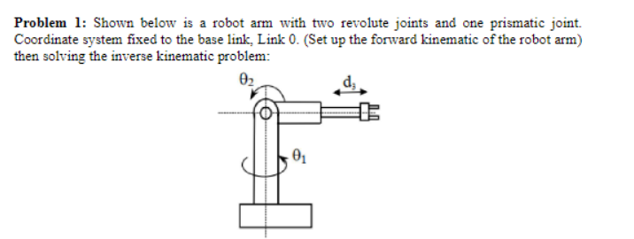 Solved Problem 1: Shown below is a robot arm with two | Chegg.com