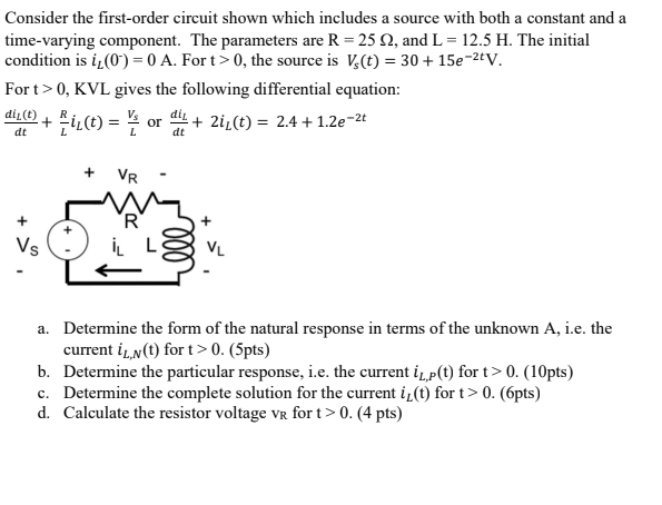 Solved Consider the first-order circuit shown which includes | Chegg.com