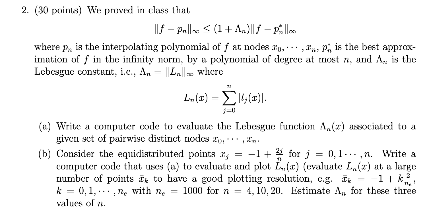 Solved (30 ﻿points) ﻿We proved in class | Chegg.com