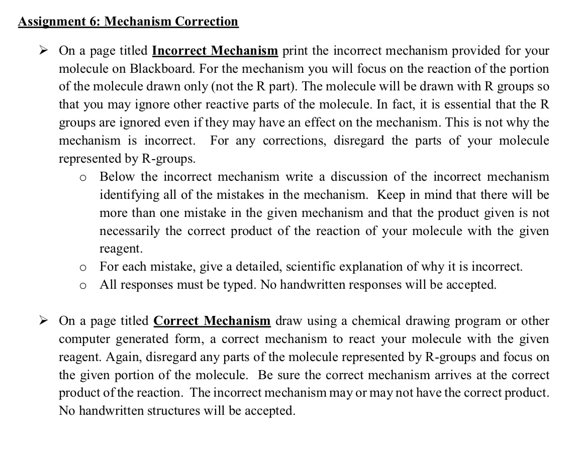 Solved Assignment 6: Mechanism Correction On a page titled | Chegg.com