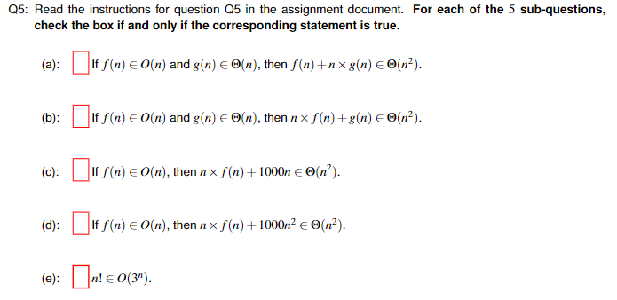 Solved Q5 (10 pts) For each of the following 5 statements, | Chegg.com