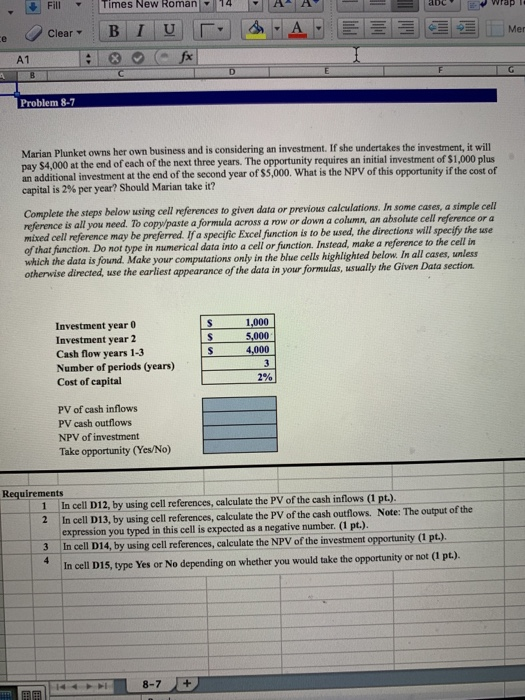 Solved rader-Instructions Excel 2013 P Berk DeMarzo Harford. | Chegg.com