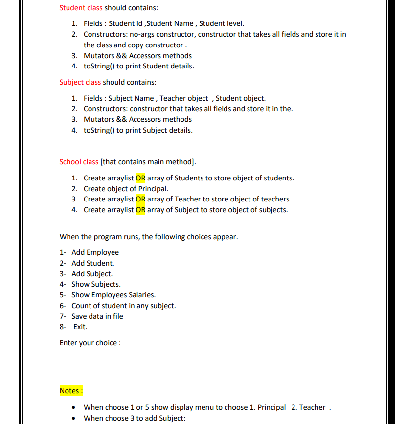 Solved School Management System project Use OOP principles | Chegg.com