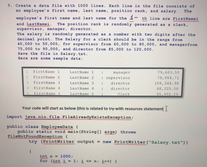 Solved Create a data file with 1000 lines. Each line in the | Chegg.com