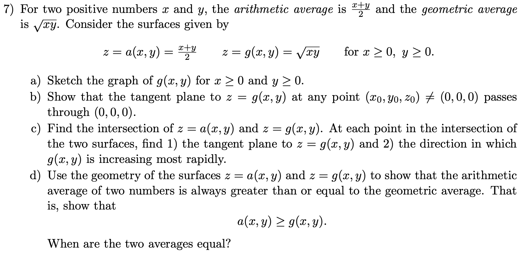 For two positive numbers x and y, the arithmetic | Chegg.com